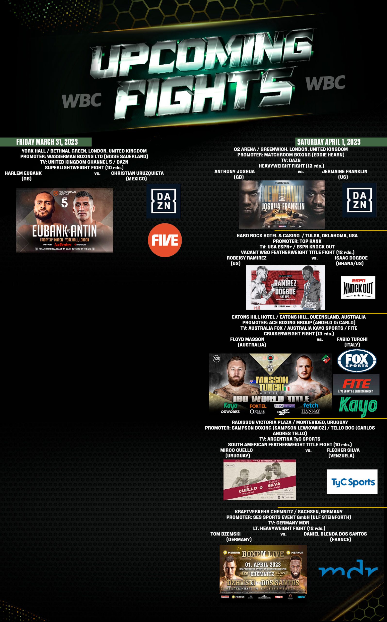 WBC Fight Schedule of the Week - World Boxing Council