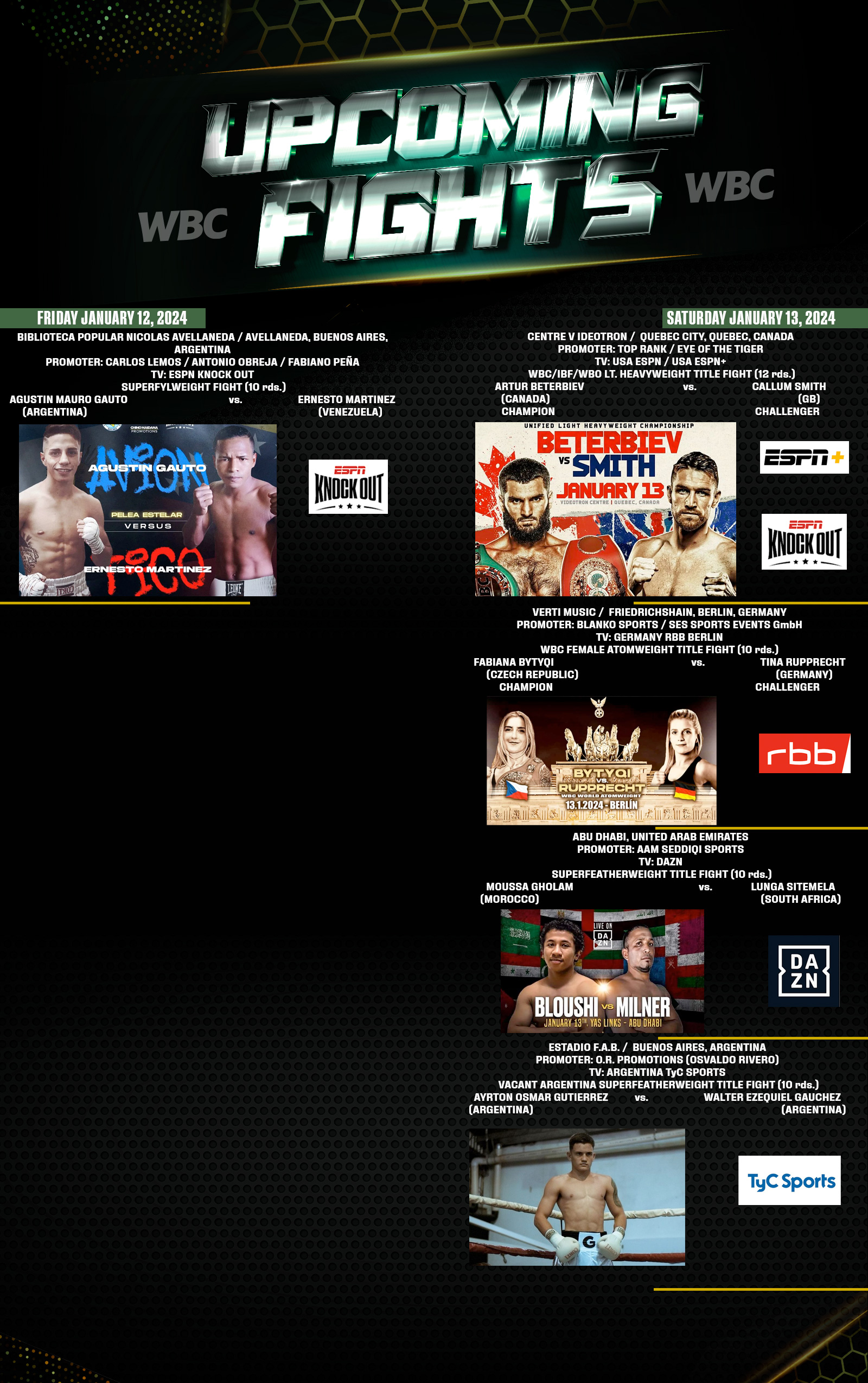 WBC Fight Schedule of the Week - World Boxing Council